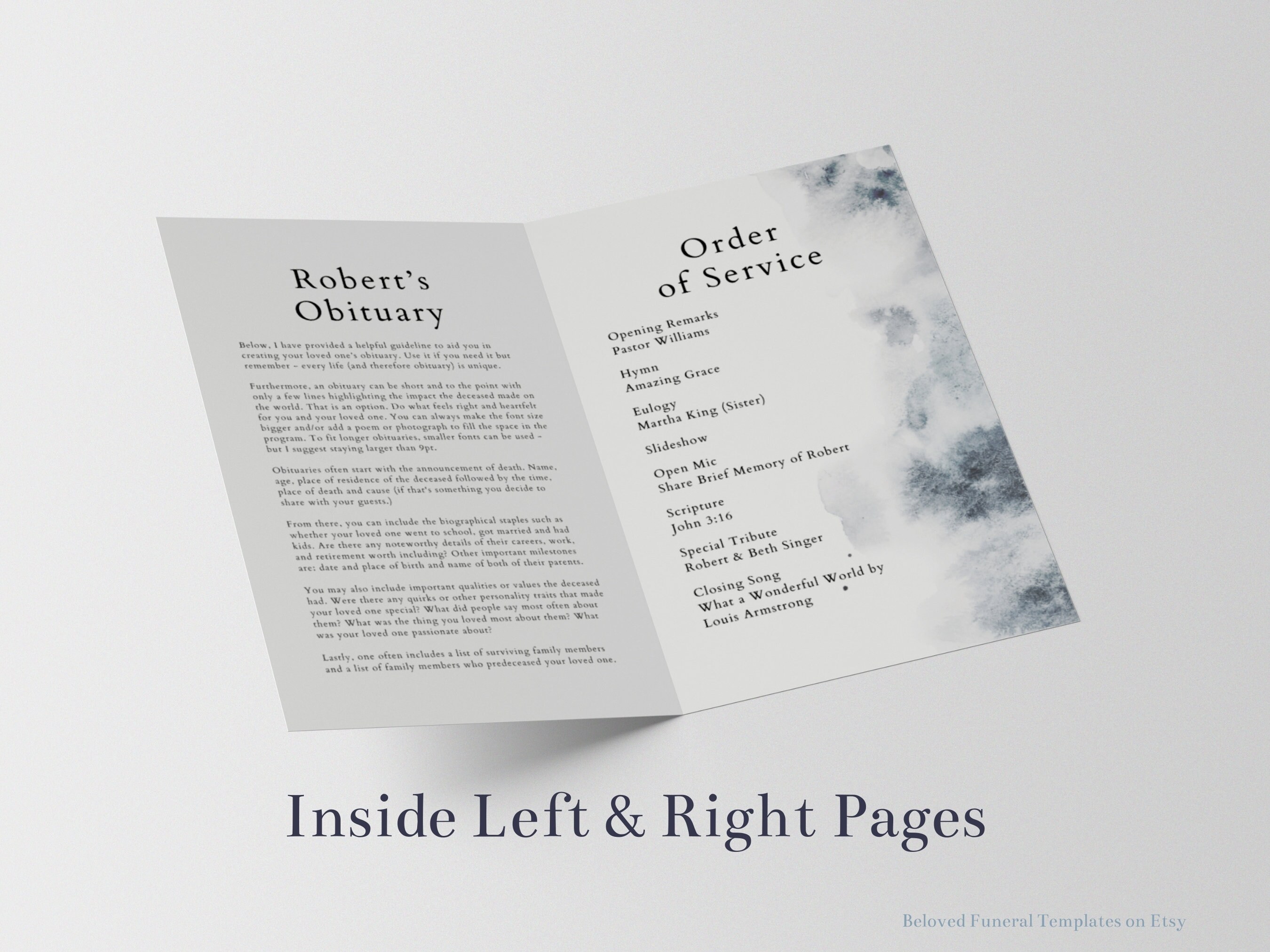 Funeral Program Template for Man, Funeral Program Template, Obituary ...
