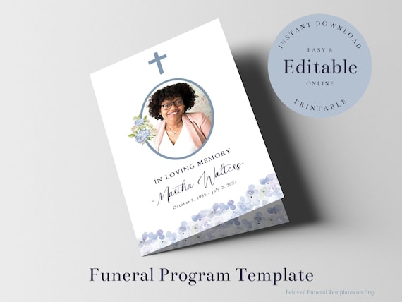 Christian Funeral Program Template With Cross Obituary | Etsy