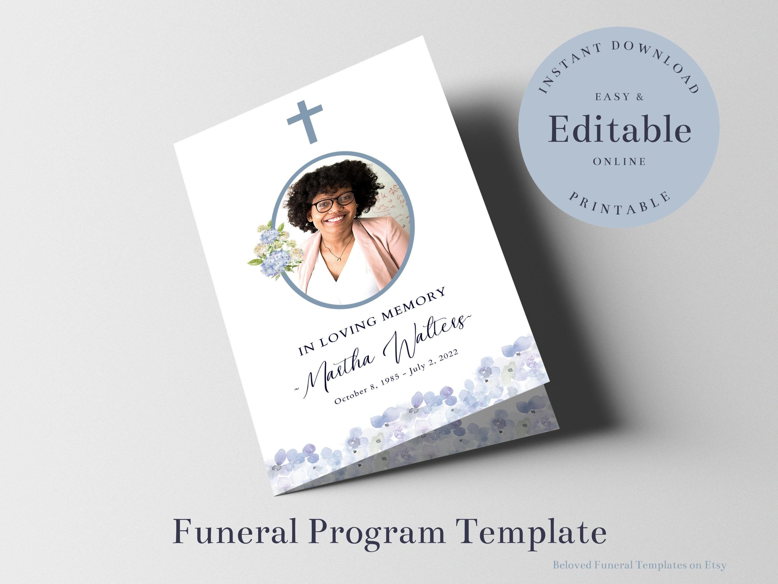 Christian Funeral Program Template With Cross, Obituary Template ...