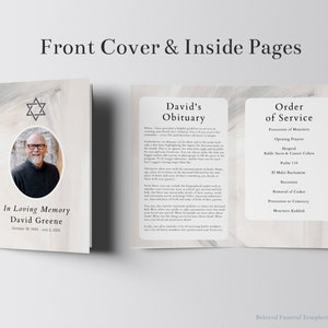 Jewish Funeral Program Template With Star, Obituary Template, Printable ...