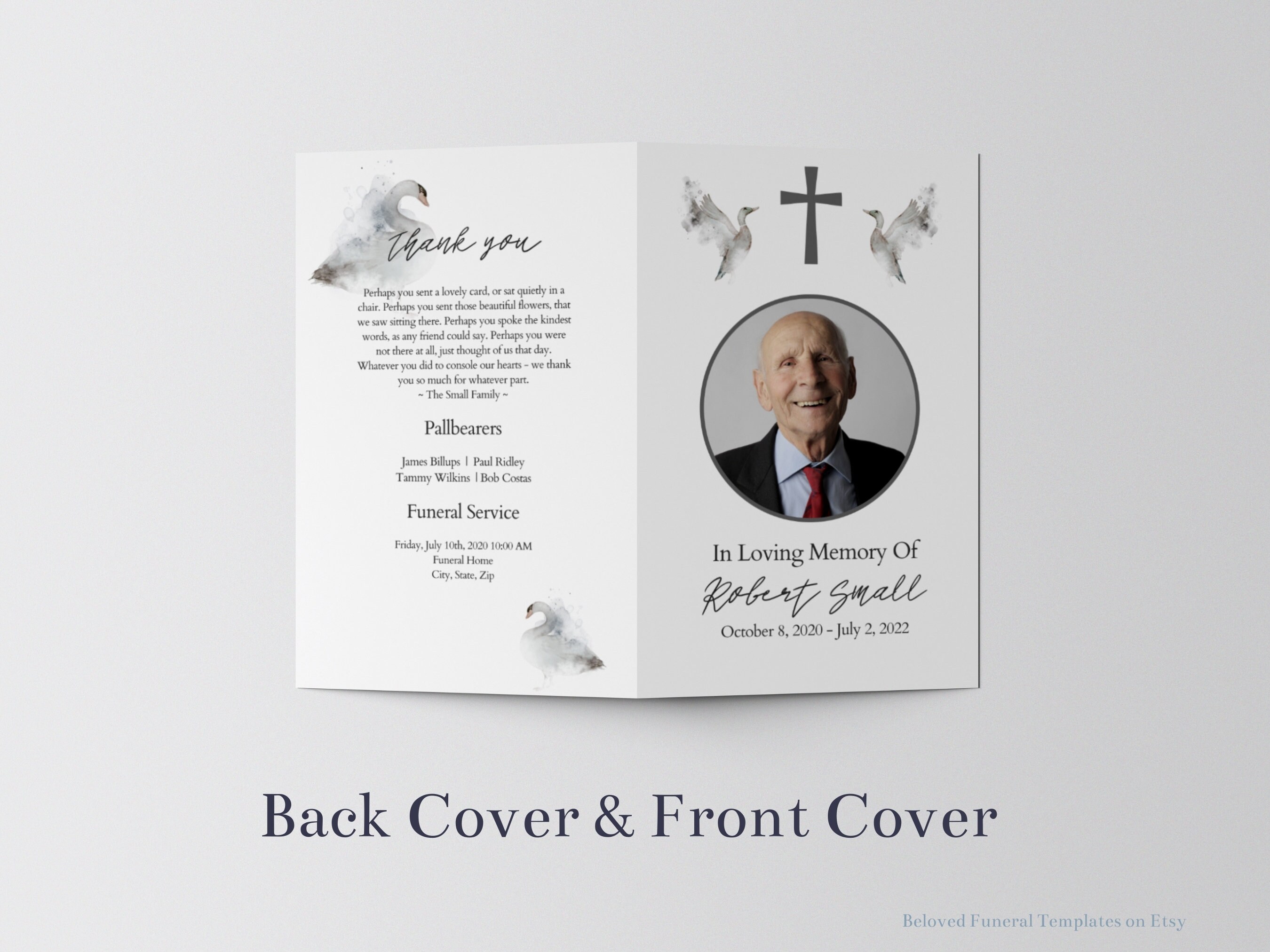Christian Funeral Program Template With Cross, Obituary Template, in ...
