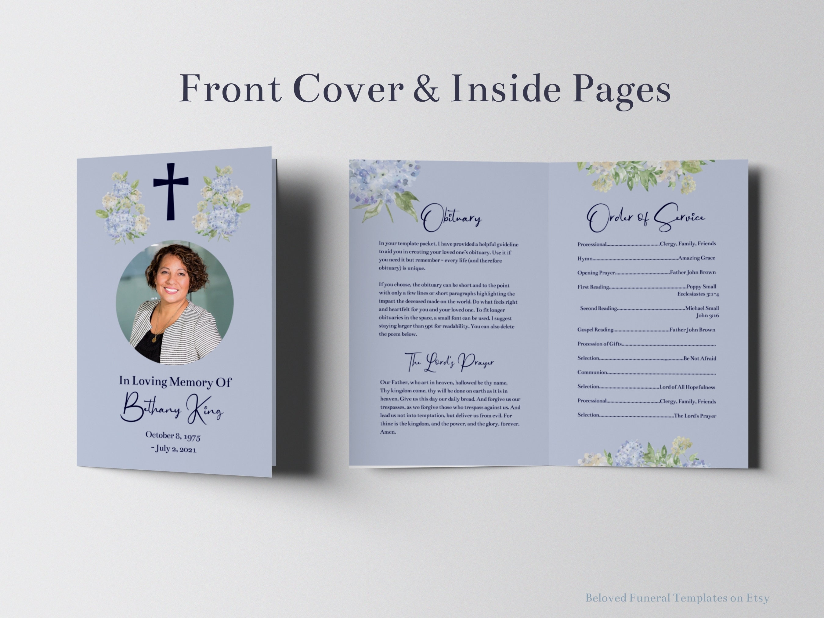 Christian Funeral Program Template With Cross, Obituary Template ...