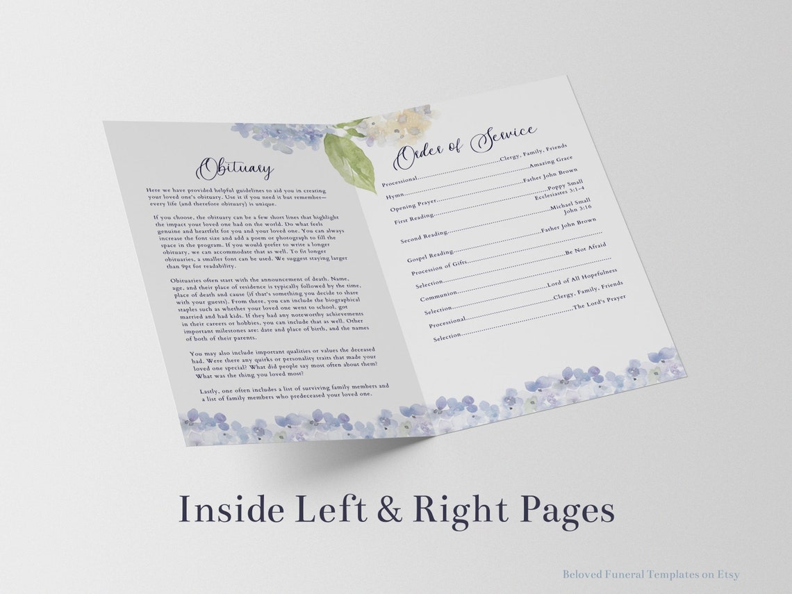 Christian Funeral Program Template With Cross, Obituary Template ...