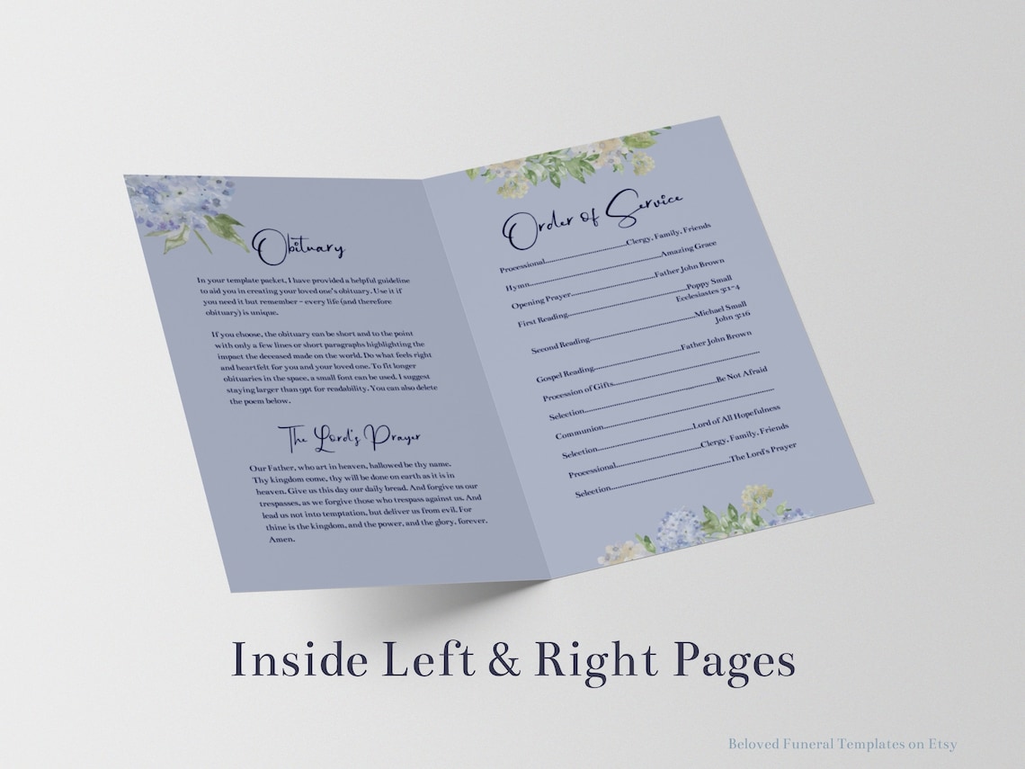 Christian Funeral Program Template With Cross, Obituary Template ...