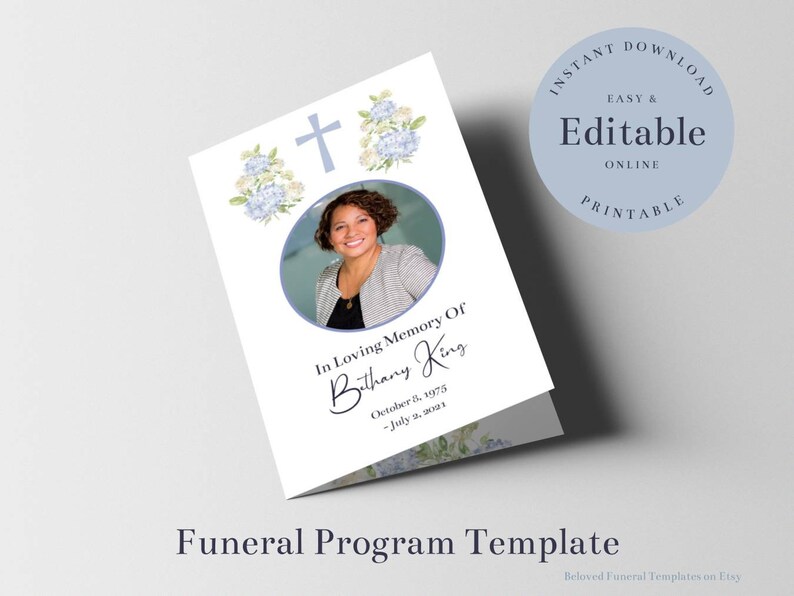 Christian Funeral Program Template With Cross, Obituary Template ...
