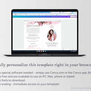 Jewish Funeral Program Template With Star, Obituary Template, Printable ...