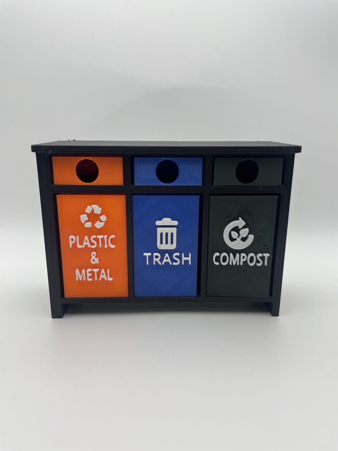 1:12 Scale Triple Trash & Recycling Bin – Miniature Dollhouse Waste ...