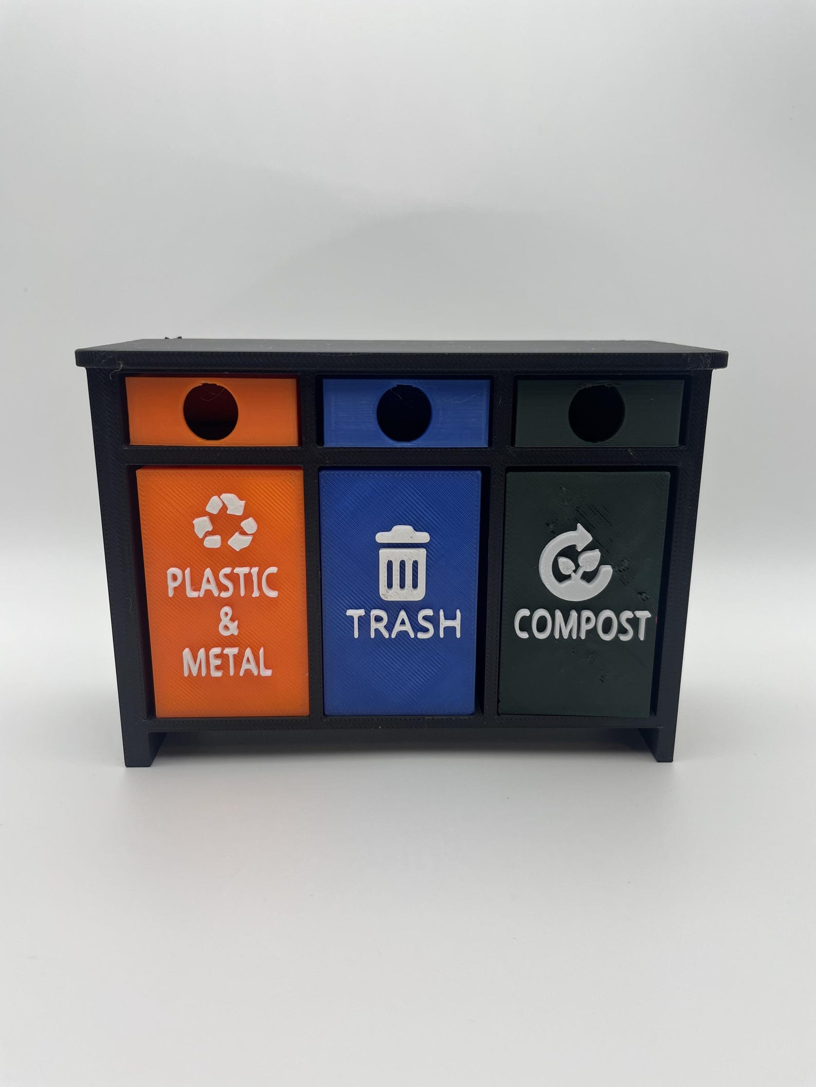 1:12 Scale Triple Trash & Recycling Bin – Miniature Dollhouse Waste ...
