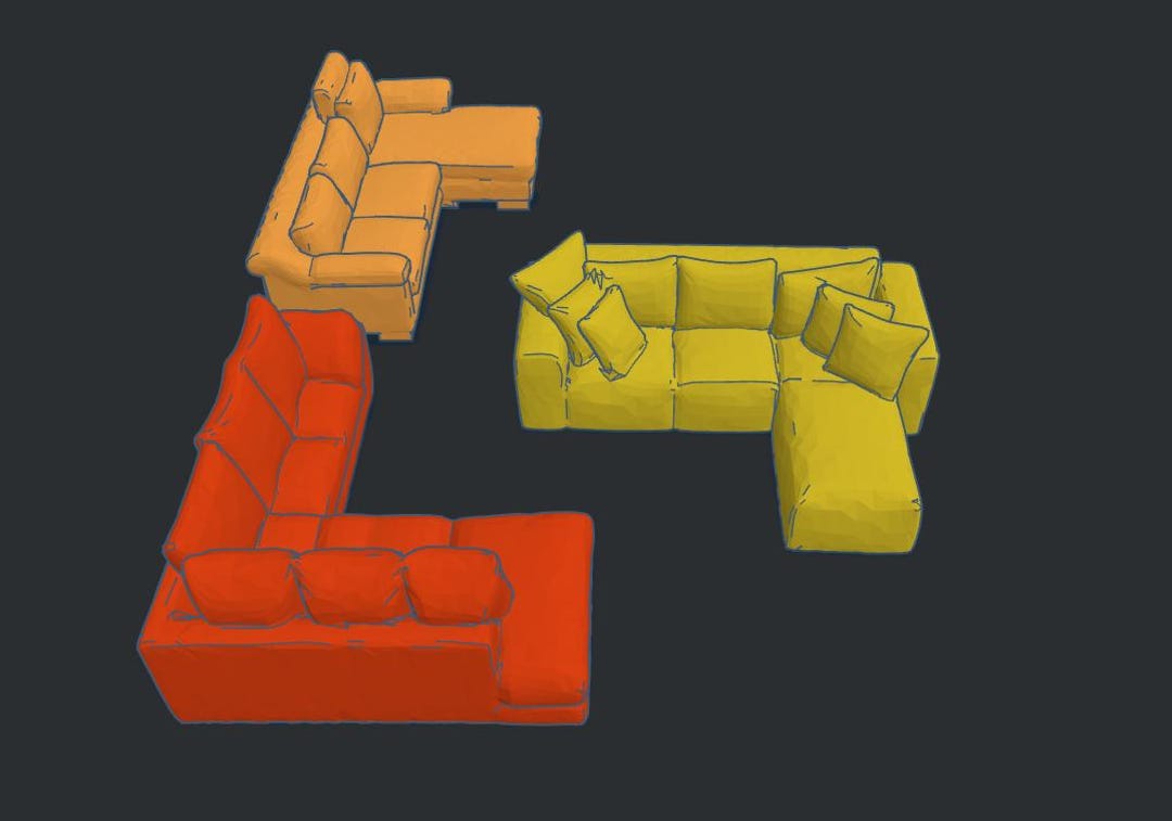 3D Sectional Sofa STL Pack – 3 Unique Modular Designs for Miniatures ...