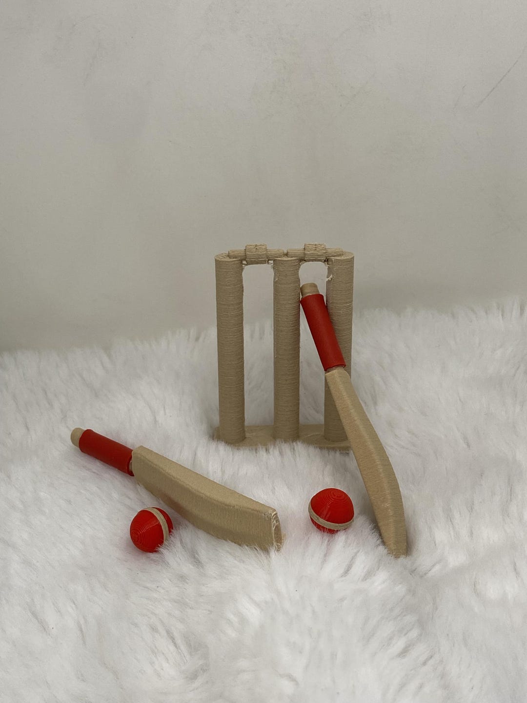 Mini Wooden Cricket Game Set: Rare Red Handle Kids Sports Toy, Desk ...