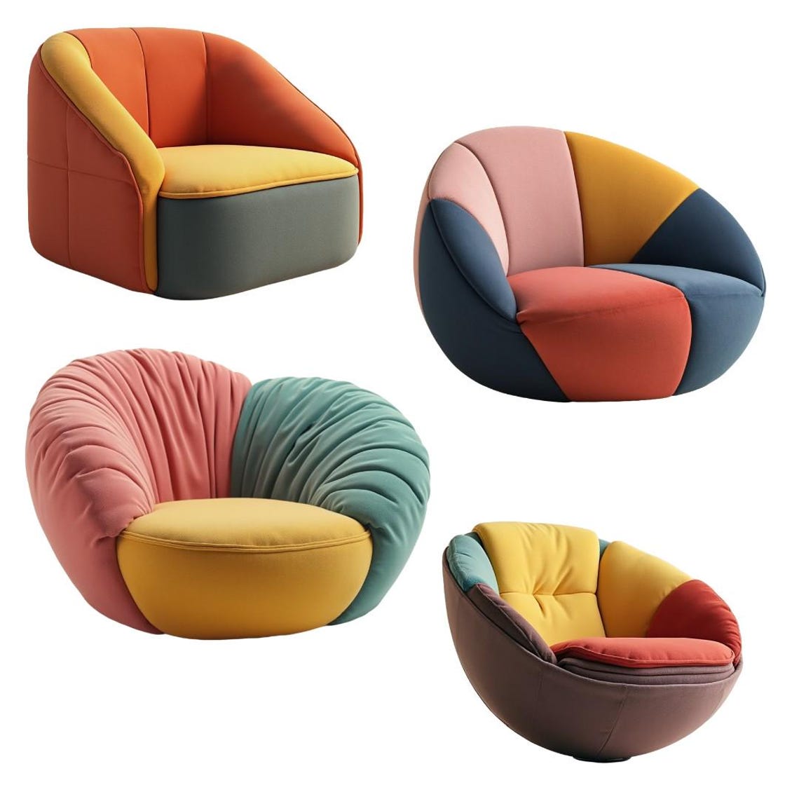 3D Printable Unique Accent Legless Chairs - 4 Pack - STL Instant ...