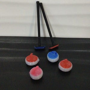 Mini Curling Game Set: Compact Sports Toy With Brooms & Stones - Etsy