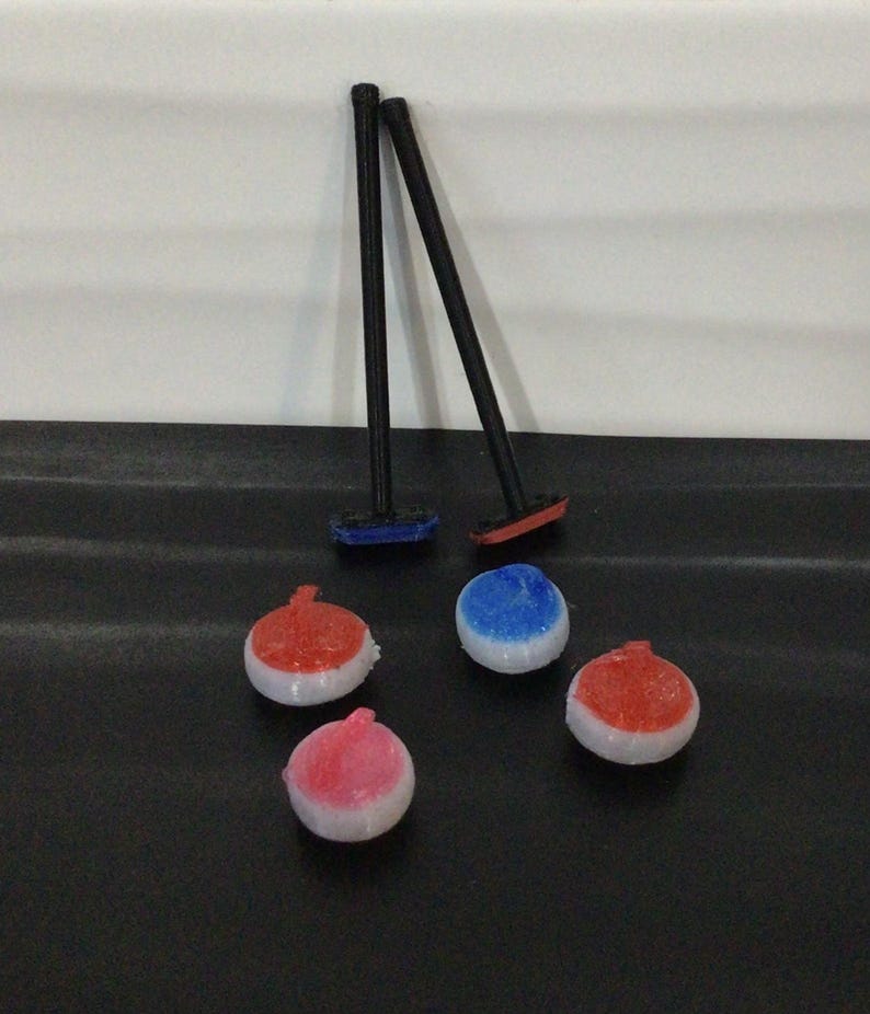 Mini Curling Game Set: Compact Sports Toy With Brooms & Stones - Etsy
