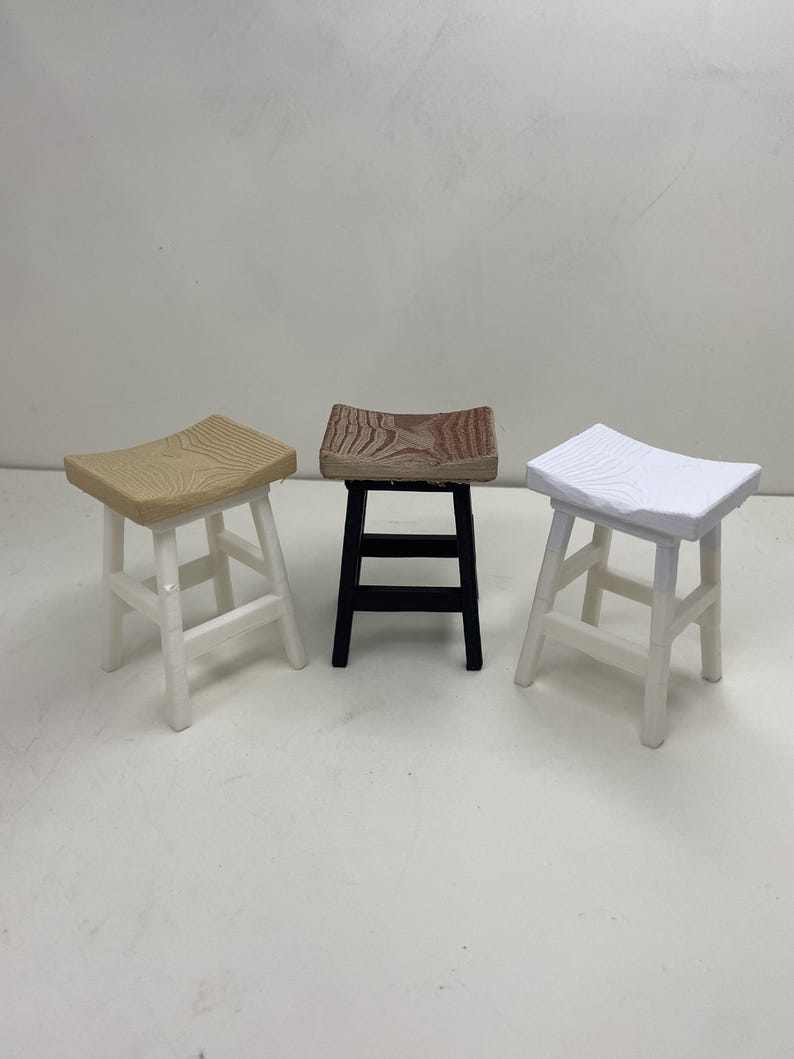 1:12 Scale Wooden Top Bar Stool – Miniature Dollhouse Furniture ...