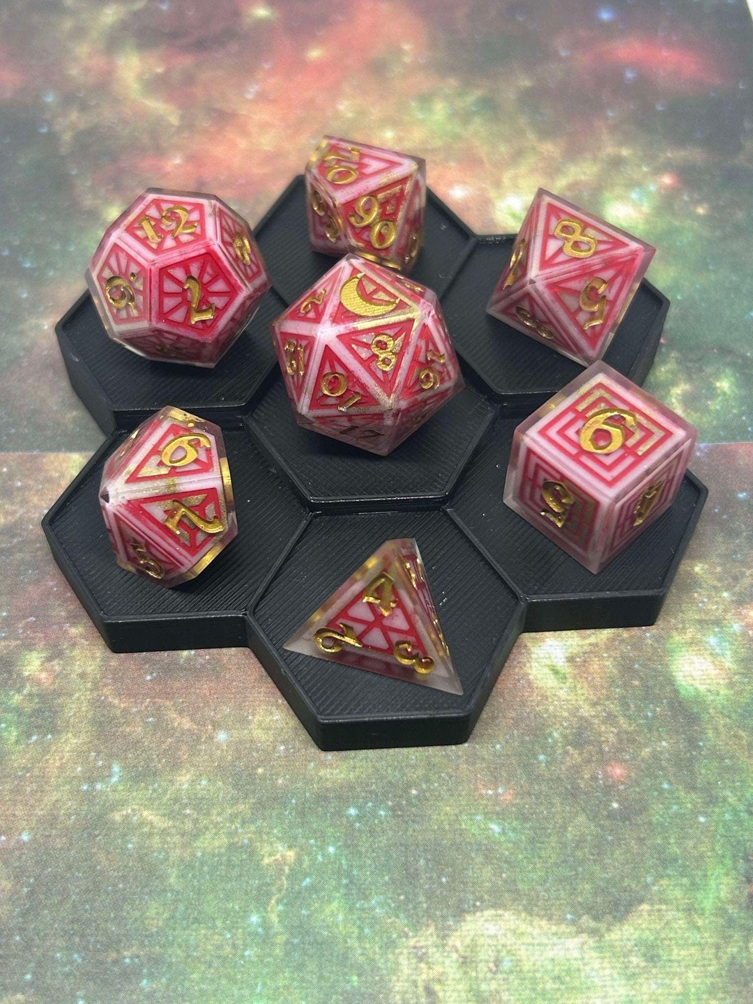 Red Stained Glass Dice Set - Etsy