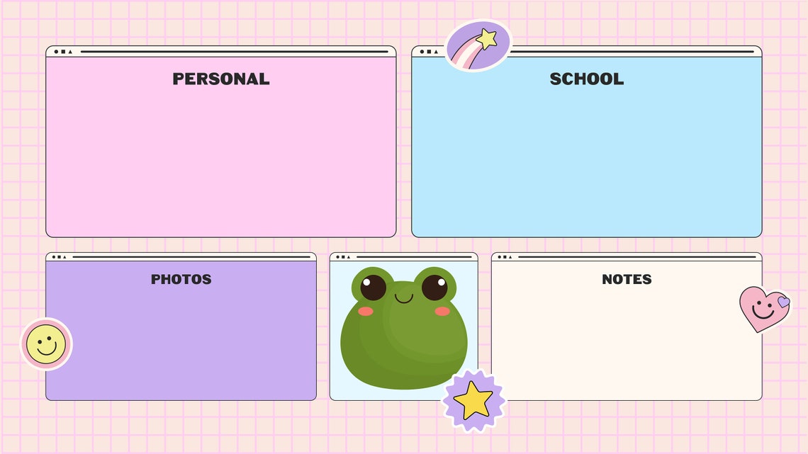 Cute Kawaii Pink Frog Desktop Organizer Student Wallpaper - Etsy