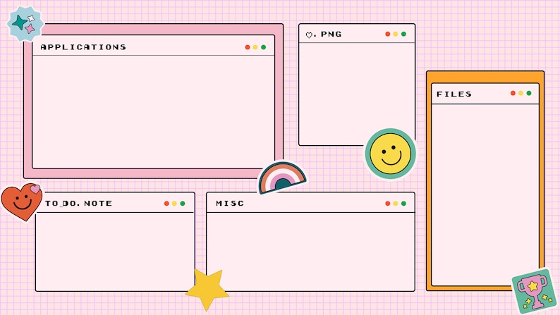 Cute Pink Desktop Wallpaper Organizer | Etsy