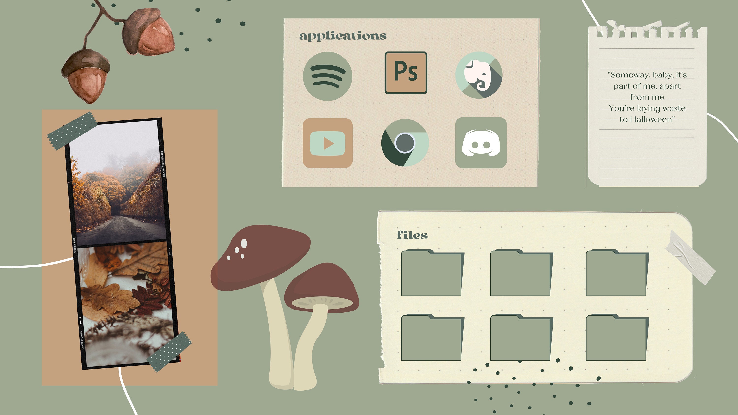 Green Cottage Core Fall Desktop Organizer - Etsy