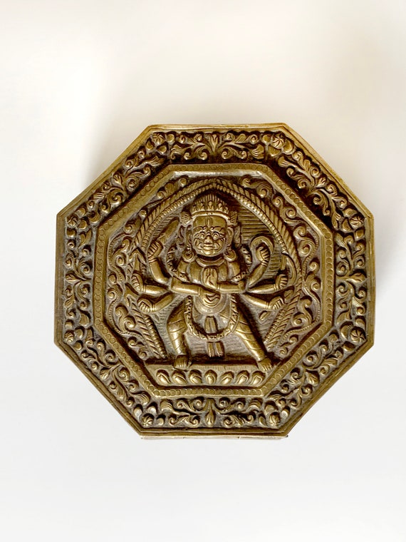 Hindu Goddess Trinket Box Metal, Gold Color Box, Jewe… - Gem