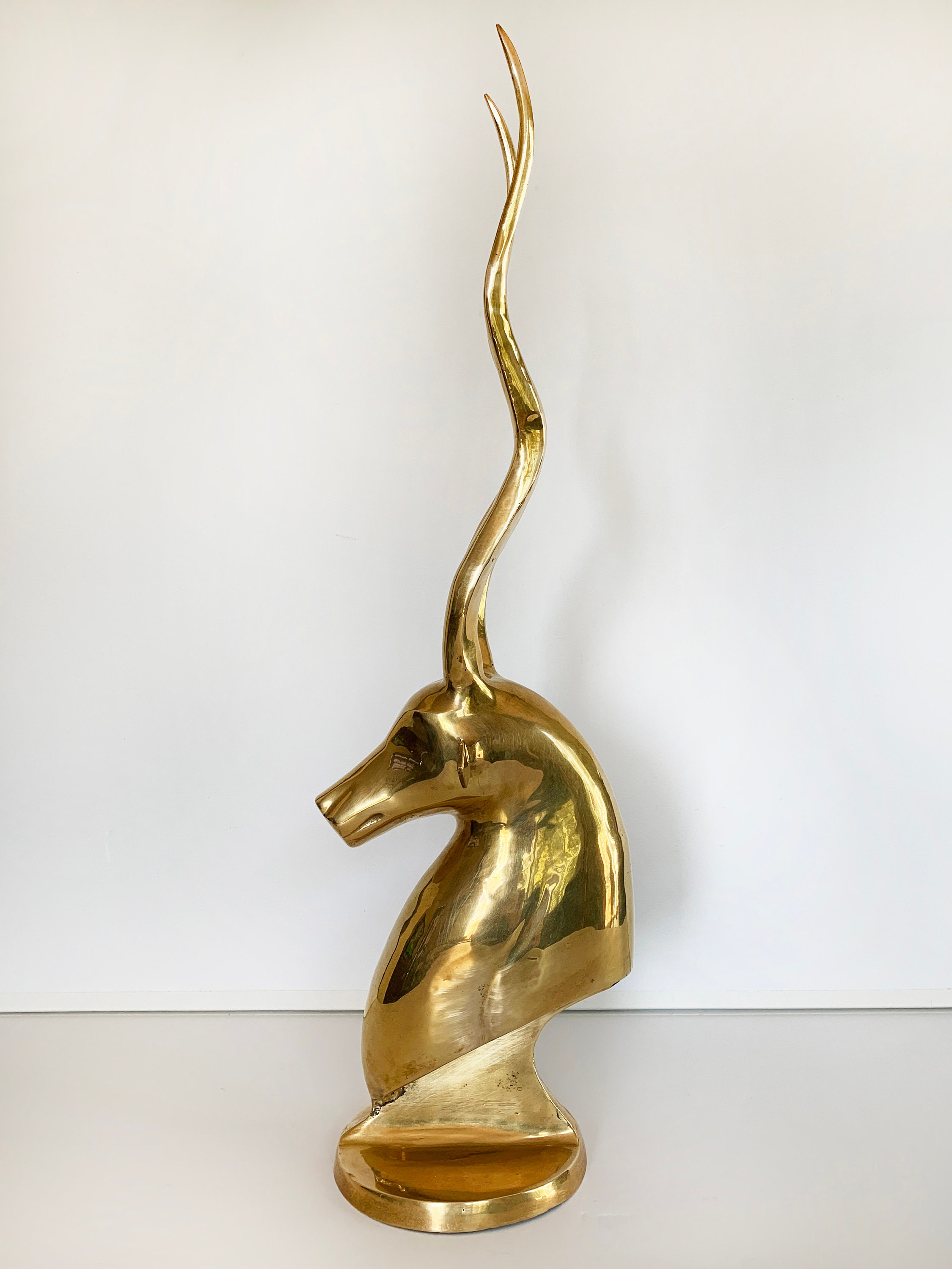 Mid-century Modern Brass Antelope Sculpture: Hollywood Regency Decor ...