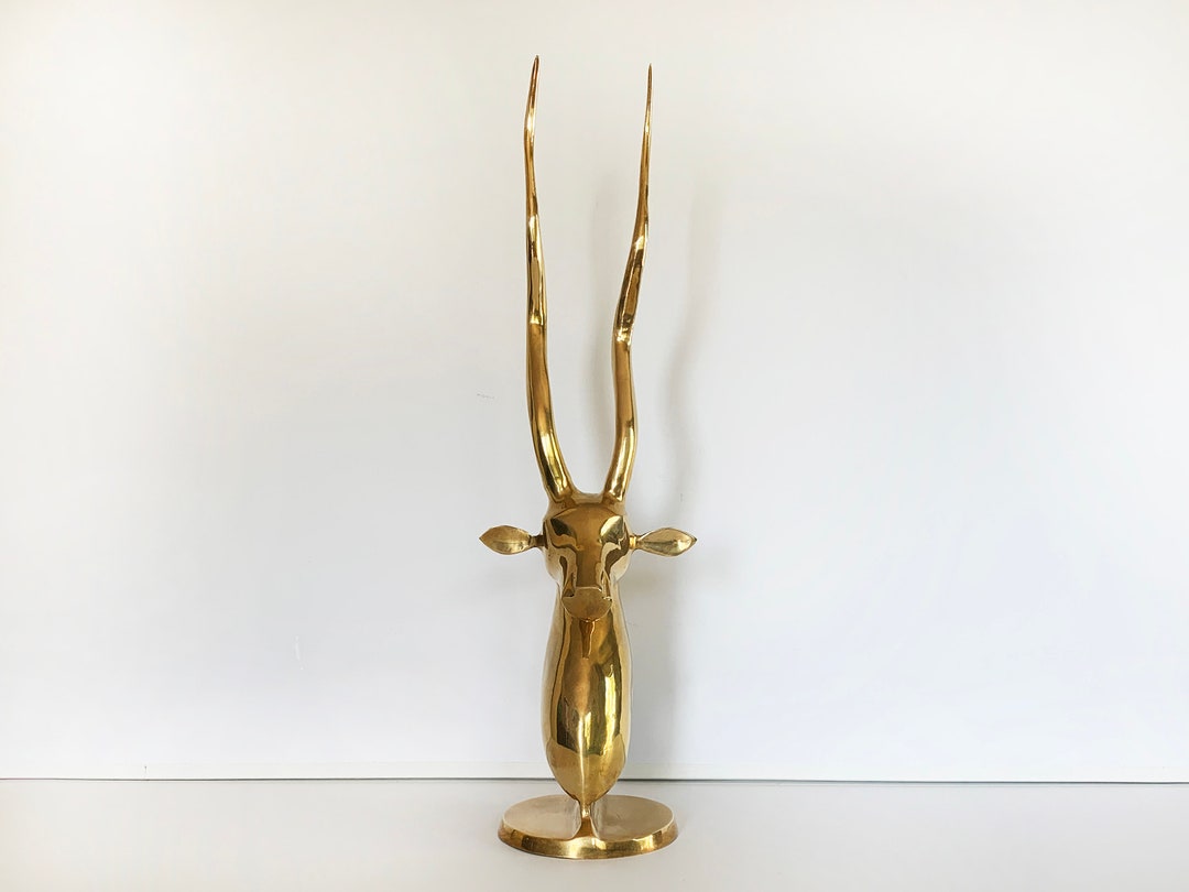 Mid-century Modern Brass Antelope Sculpture: Hollywood Regency Decor ...