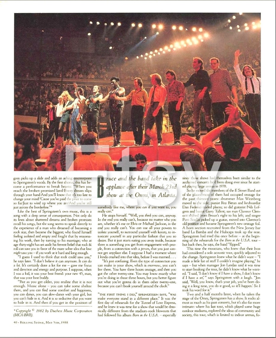 BRUCE SPRINGSTEEN - Rolling Stone Magazine 1988 - Etsy