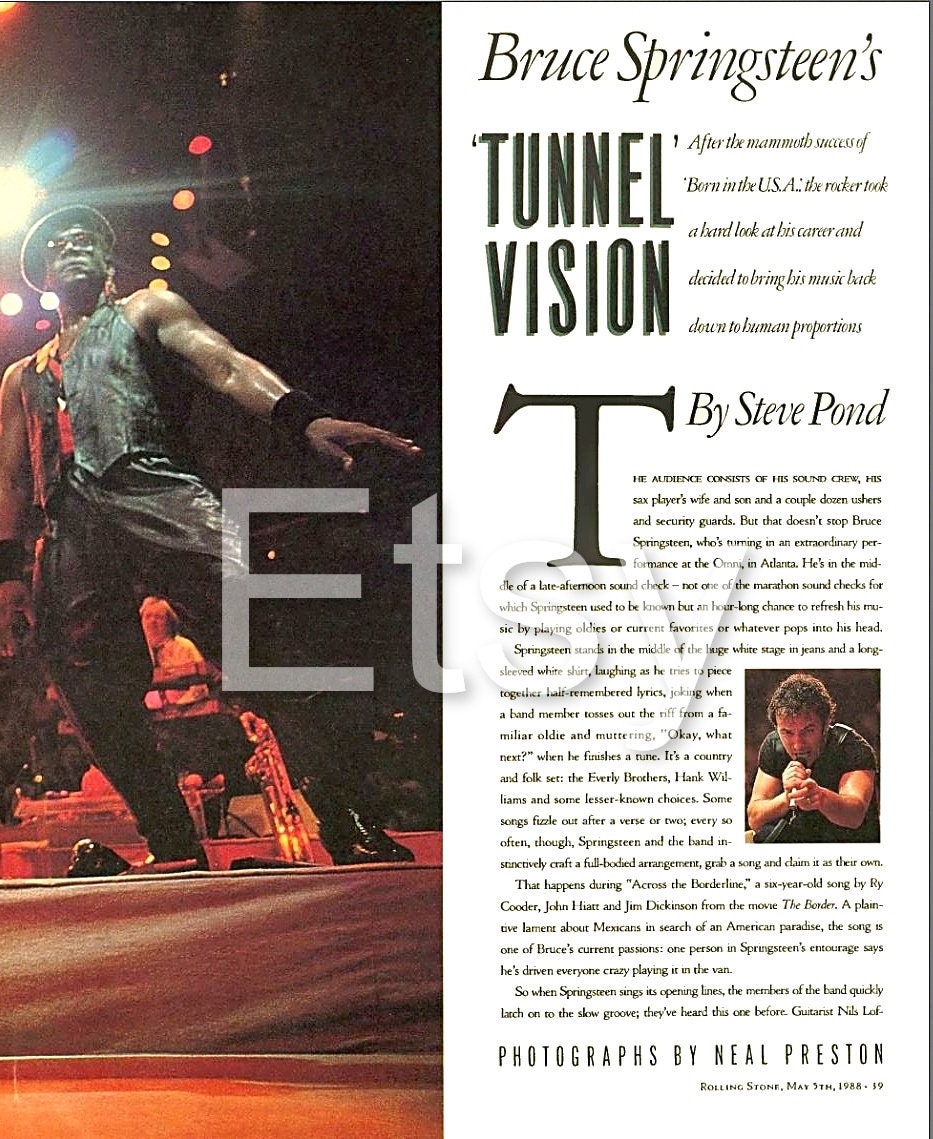 BRUCE SPRINGSTEEN - Rolling Stone Magazine 1988 - Etsy