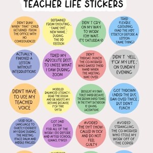 Funny Teacher Life Stickers, Teacher Reward Stickers, Award Stickers ...