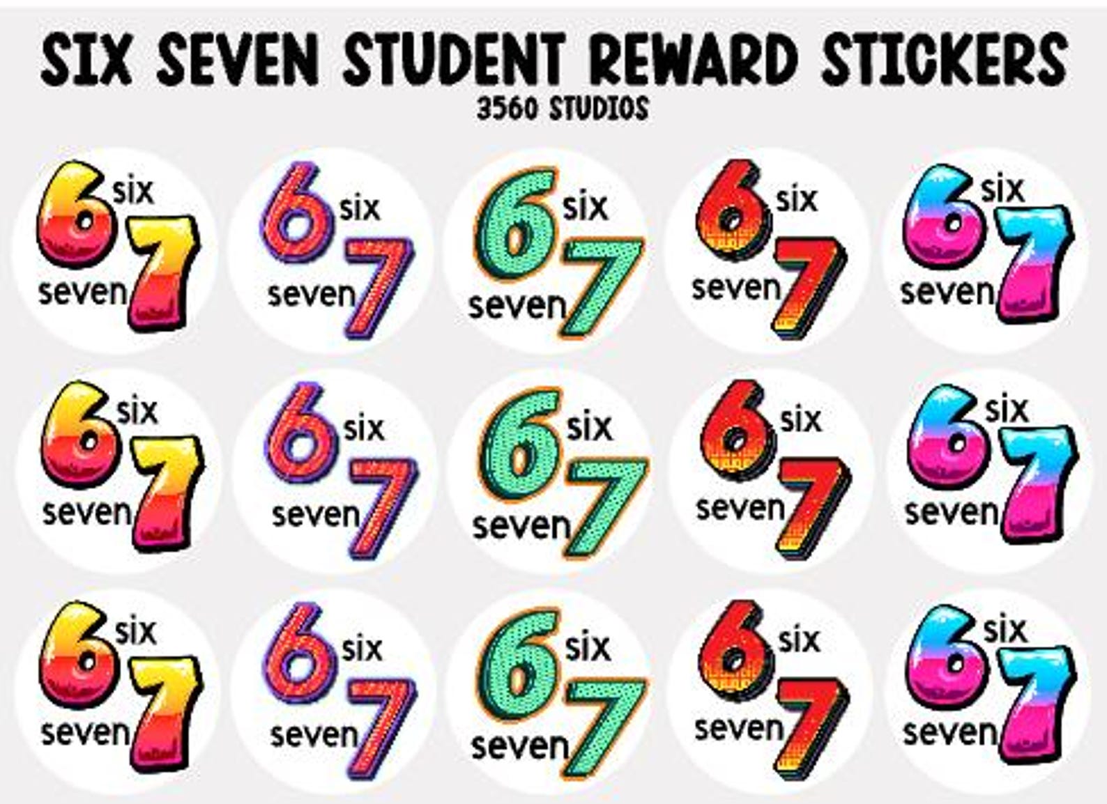 Six Seven Student Reward Stickers II - Etsy