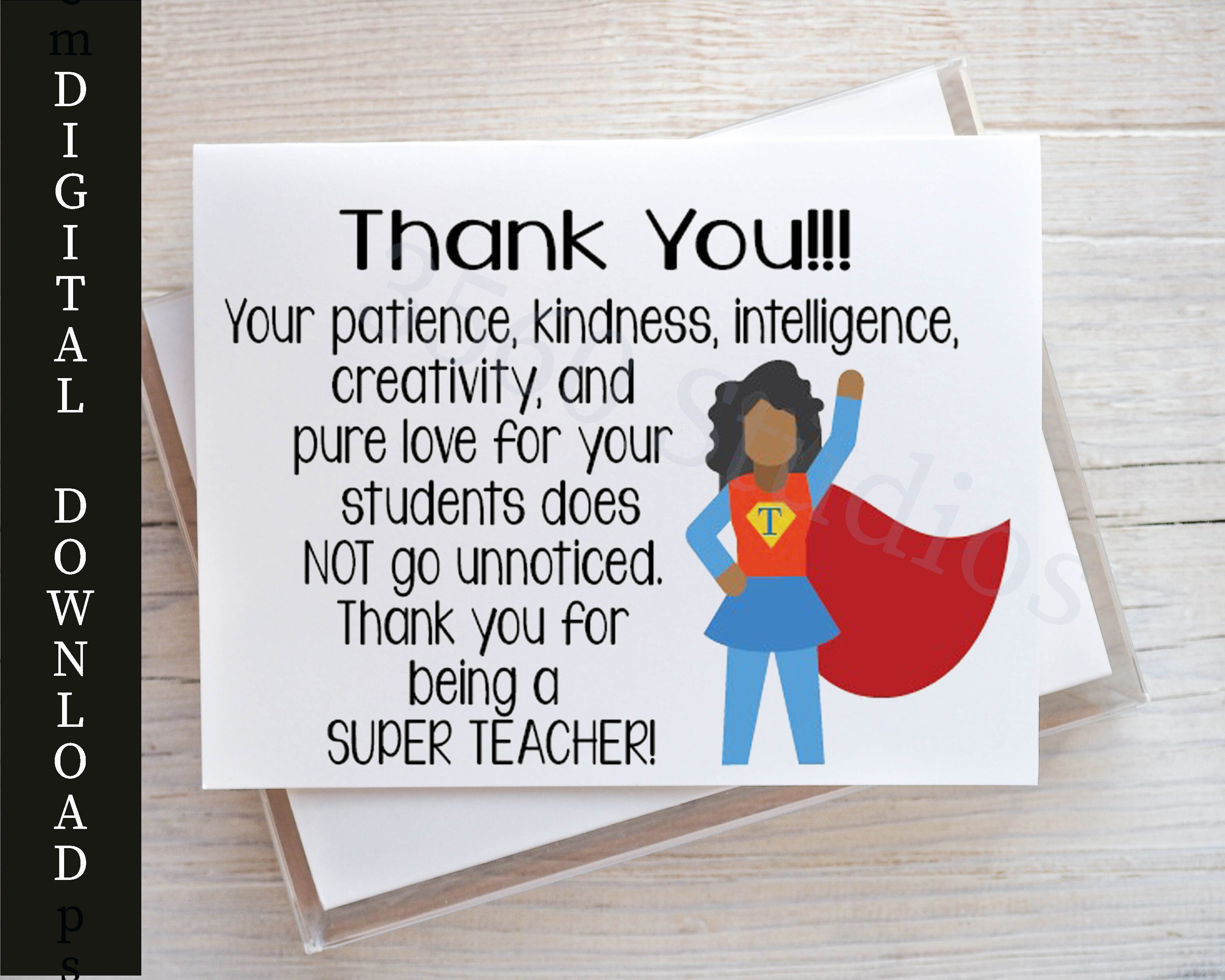 Superhero Teacher Greeting Card, Teacher Appreciation, Teacher Thank ...