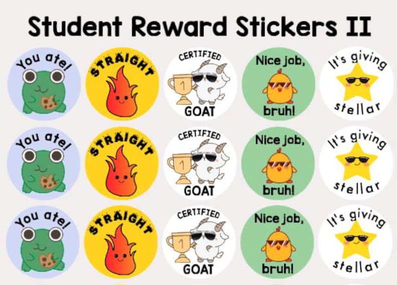 Student Reward Stickers II, Gen Z, Gen Alpha Student Stickers ...