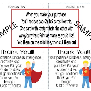Teacher Appreciation Card Superhero Teacher Card End of - Etsy
