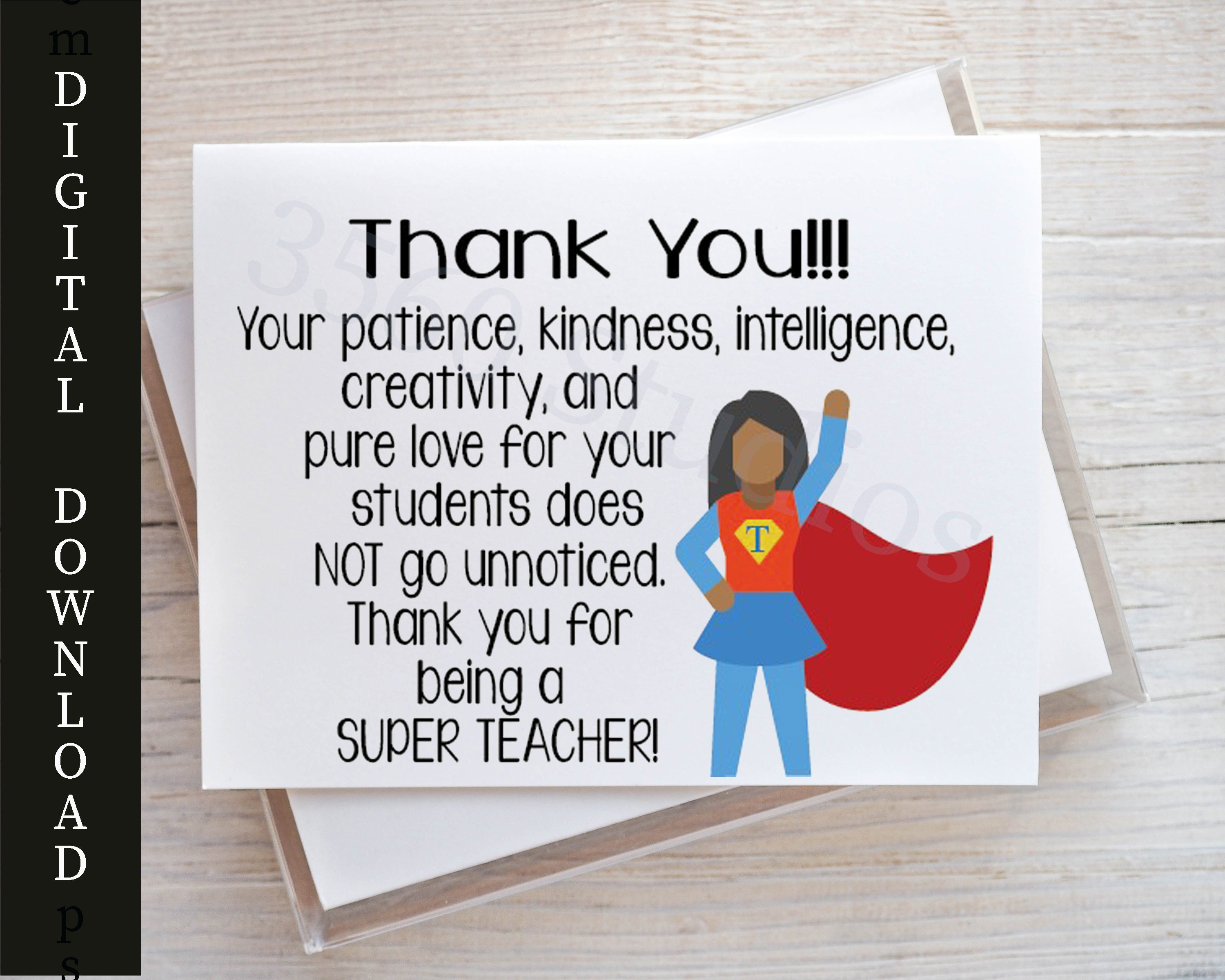 Superhero Teacher Greeting Card, Teacher Appreciation, Teacher Thank ...