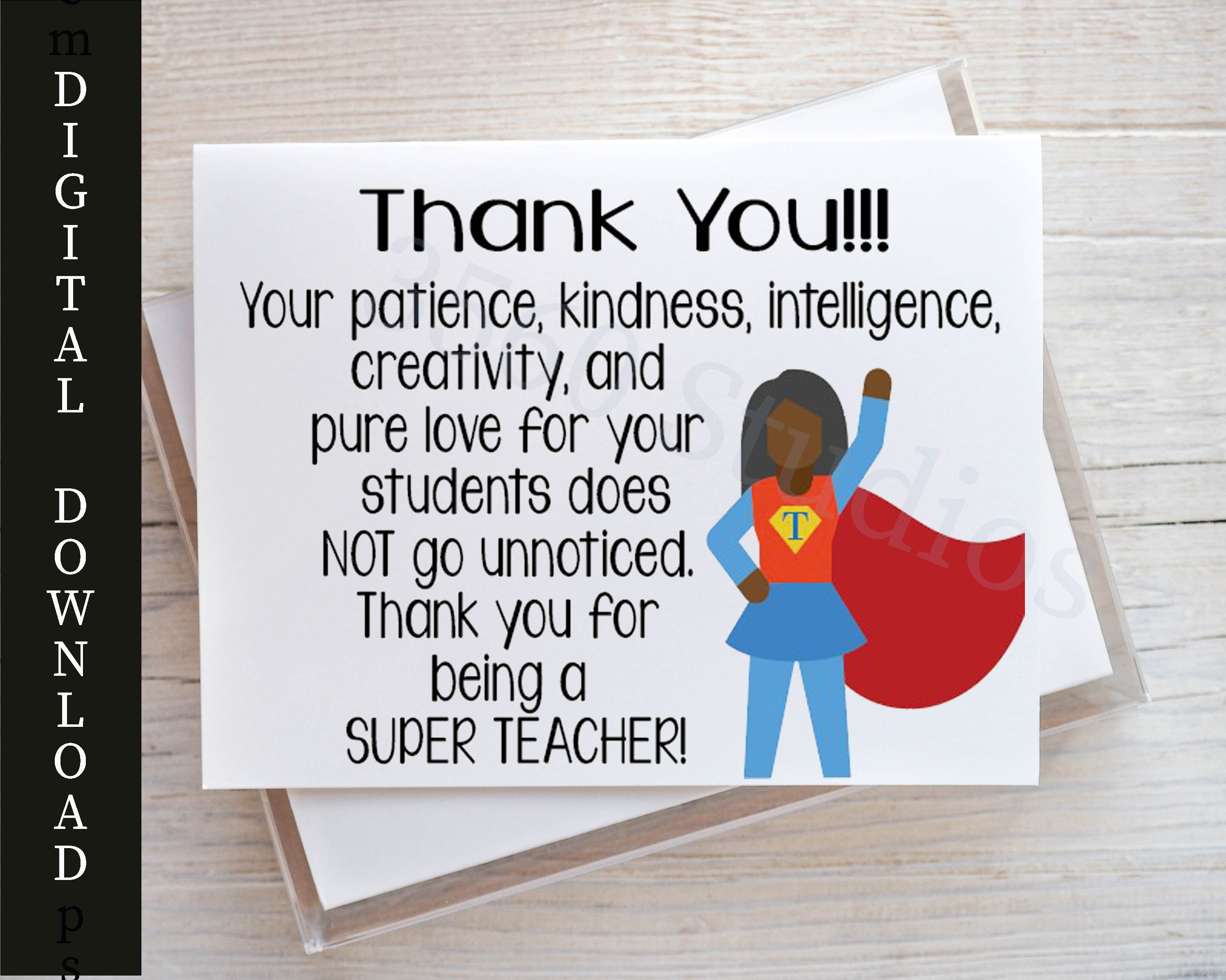 Teacher Thank You Card, Teacher Appreciation Greeting Card, Print at ...