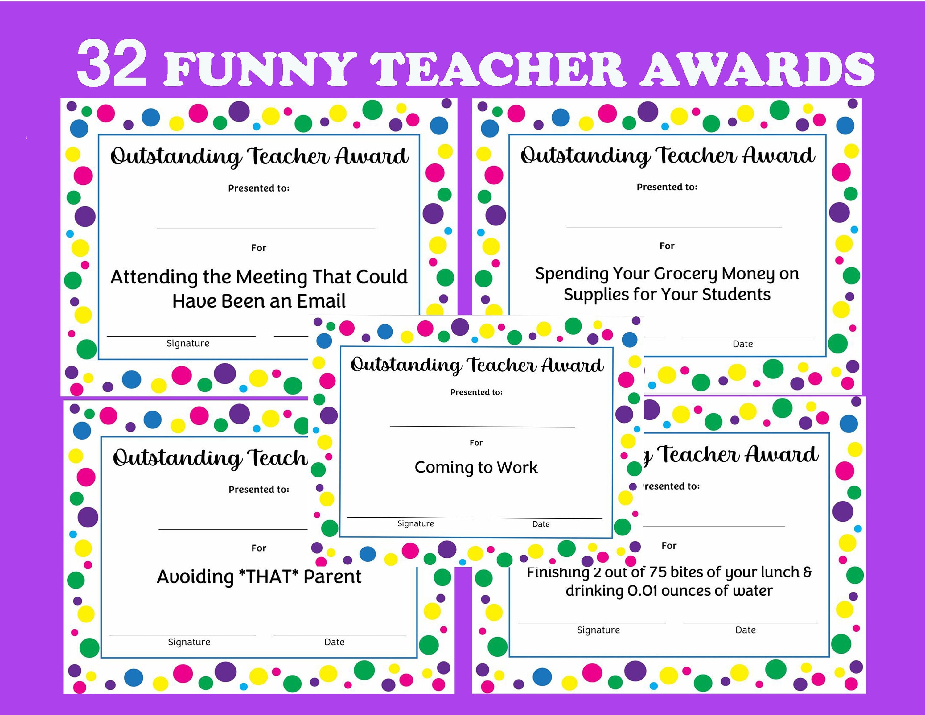 Printable Teacher Appreciation Certificates, Funny Teacher Awards ...