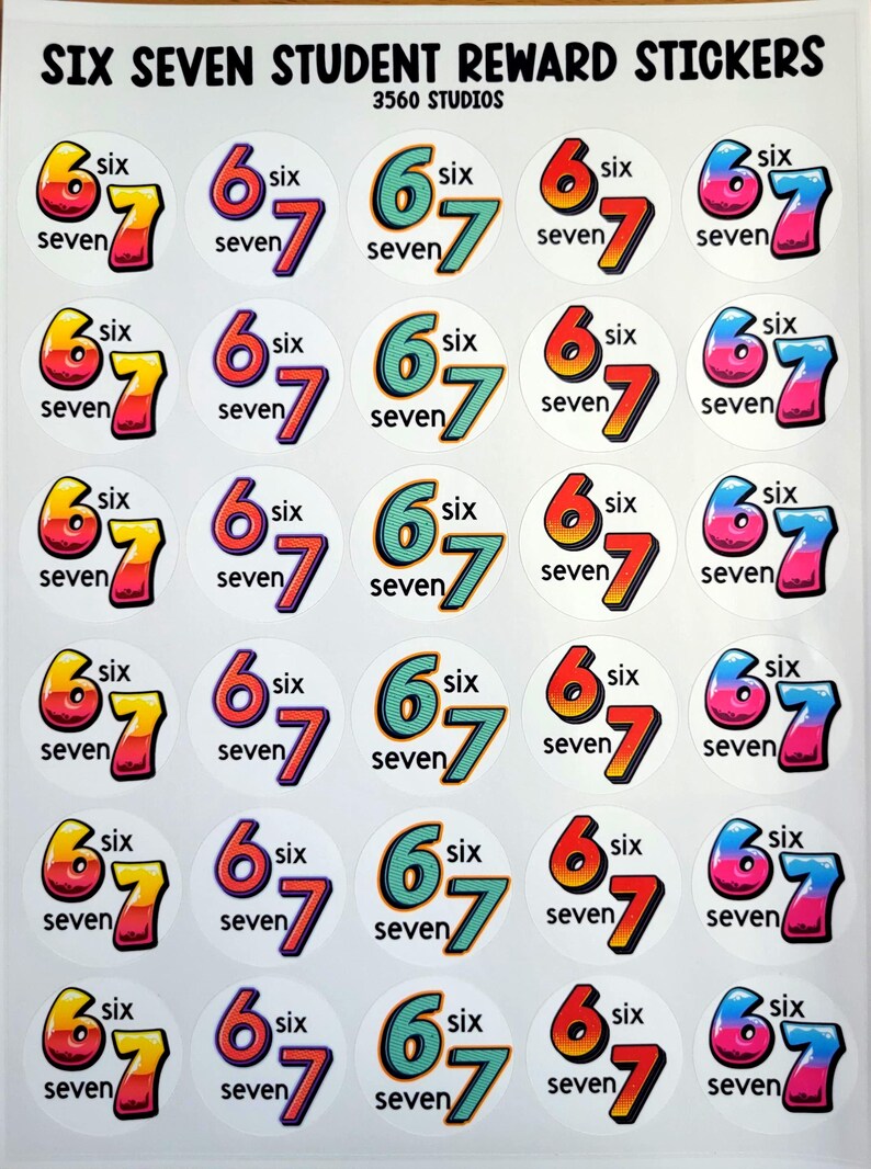 Six Seven Student Reward Stickers II - Etsy