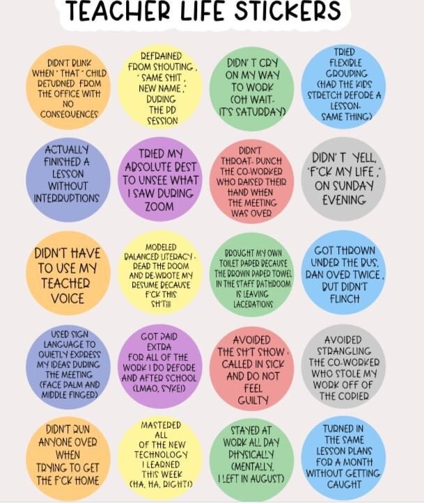 Funny Teacher Life Stickers Teacher Reward Stickers Award - Etsy