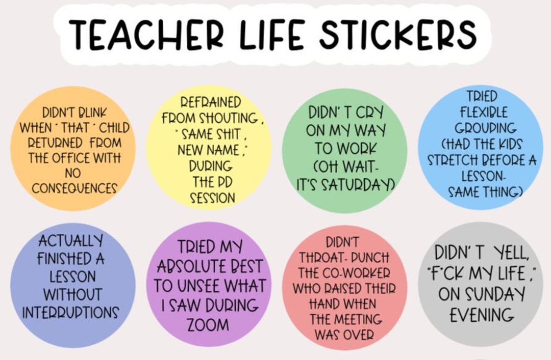 Funny Teacher Life Stickers, Teacher Reward Stickers, Award Stickers ...