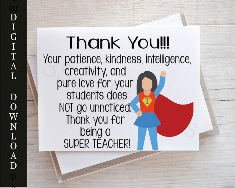 Teacher Superhero Greeting Card Teacher Appreciation Teacher - Etsy