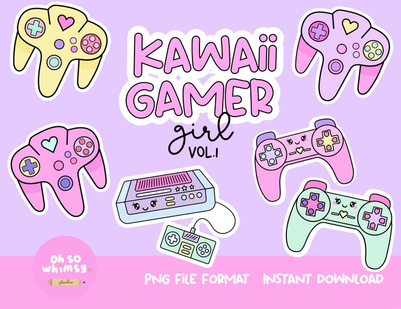 Cute Gamer Girl Clipart | Cute Controller | Video Games Clipart ...