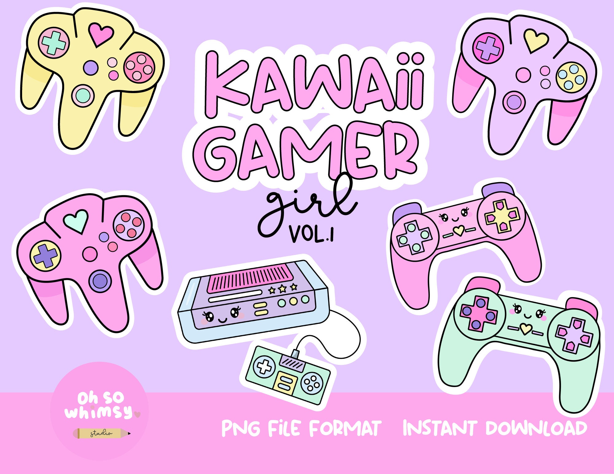 Cute Gamer Girl Clipart Cute Controller Video Games Clipart Computer ...