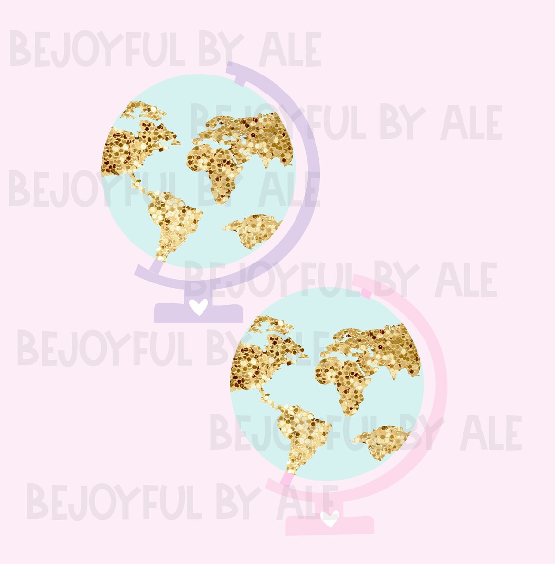 Pink & Purple Earth Globe Clipart - Cute Earth Globe Pastel Colors ...