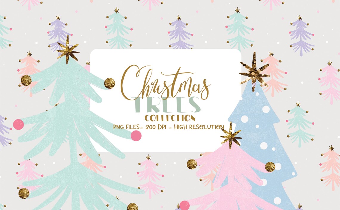 Christmas Trees Clipart - Cute Christmas Clipart- Winter Trees, Navidad ...