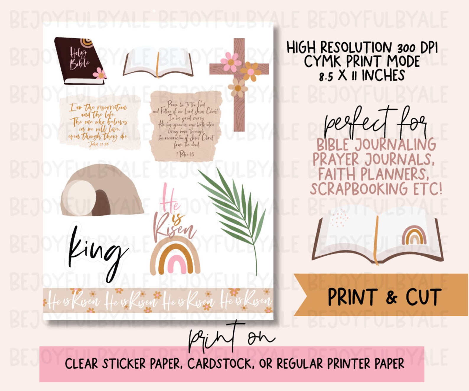 Boho Easter Printable - Bible Journaling Printable | Bible Sticker ...