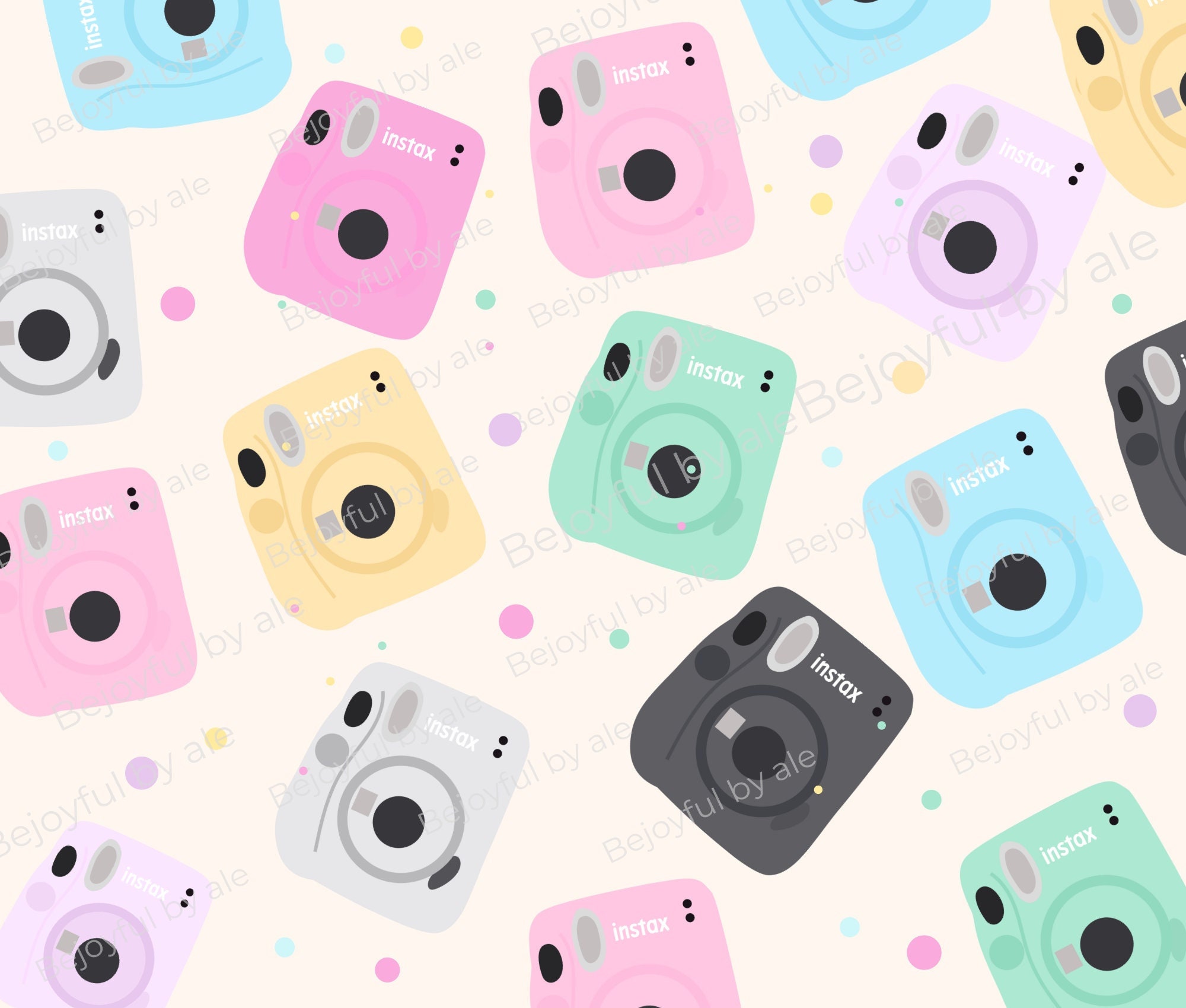 Cute Camera Clipart, Pastel Illustrations, Kawaii Clipart- PNG High ...