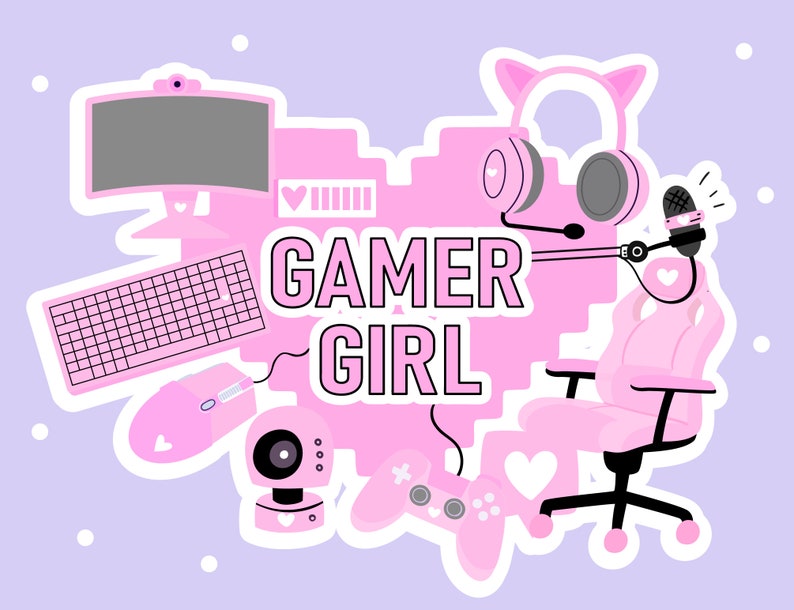 Gamer Girl Clipart | Streamer Girl Clipart | Video Games Clipart ...