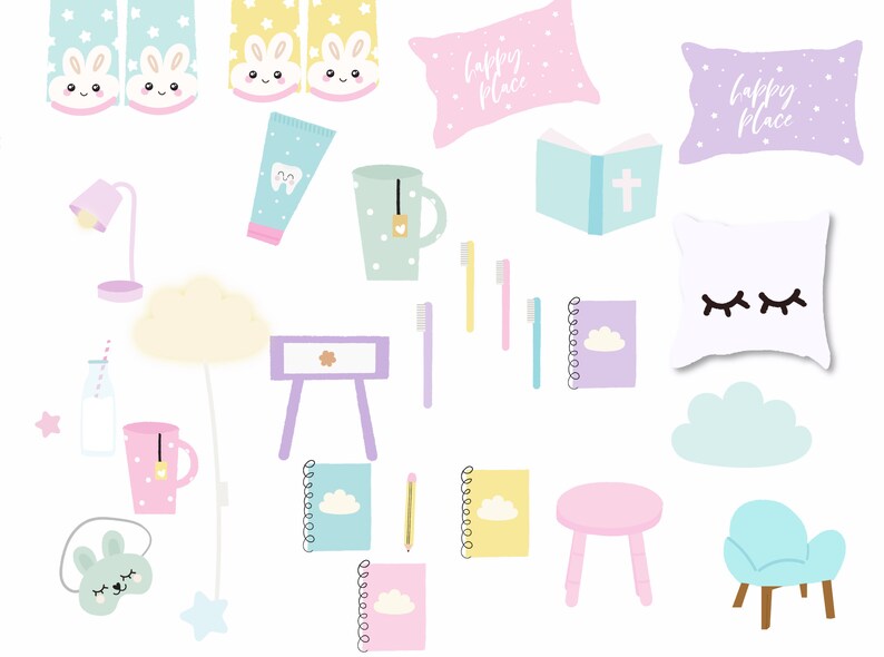 Sleep Clipart | Cute Sleeping Items | Bedtime Clipart | Bedtime Routine ...