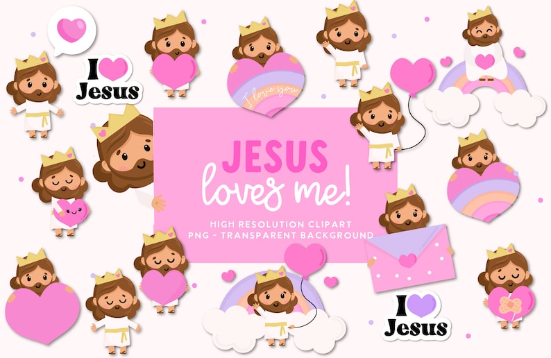 Cute Jesus Loves Me Clipart| Cute Clipart |pastel Illustrations ...