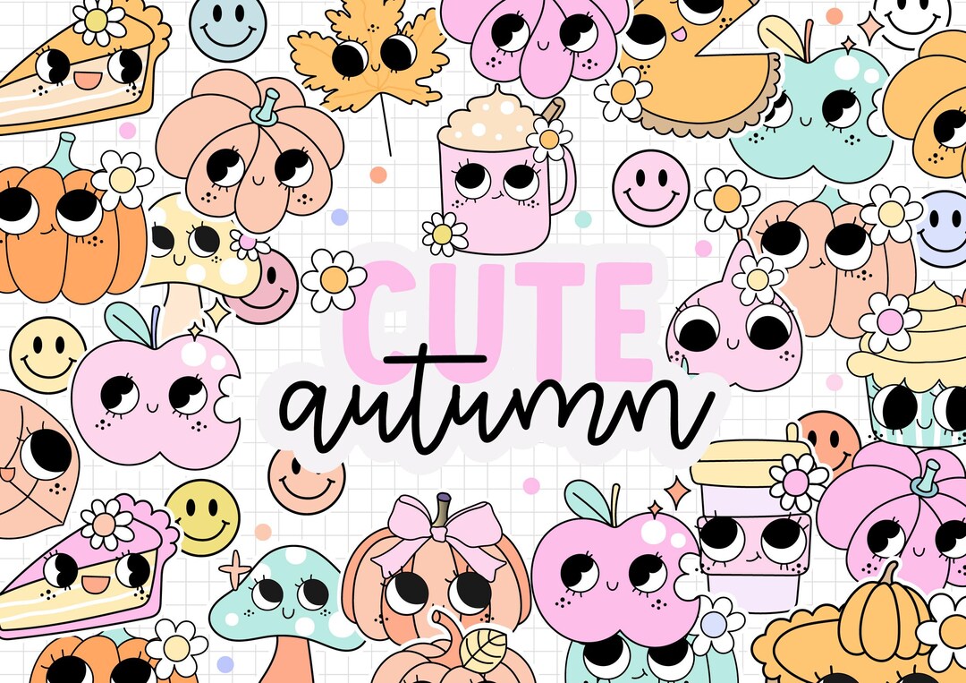 Cute Autumn Clipart - Cute Pastel Pumpkins - Cute Fall Clipart - Pastel ...