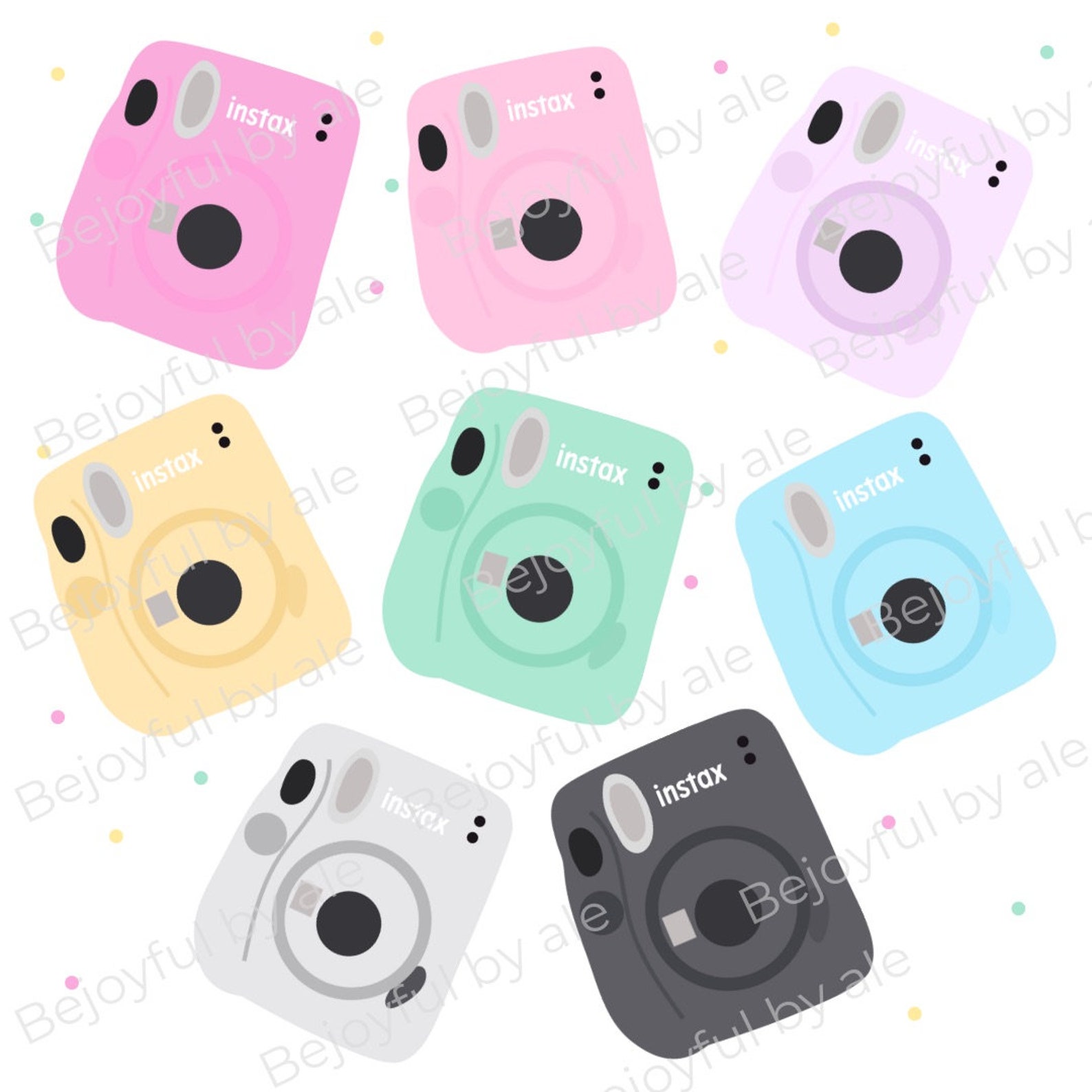 Cute Camera Clipart, Pastel Illustrations, Kawaii Clipart- PNG High ...